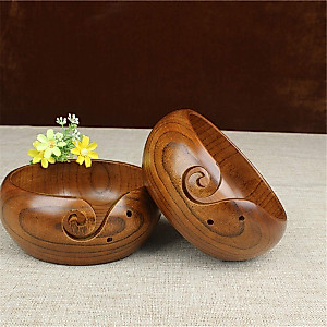 Joyeee 7.8 Inch Wooden Yarn Bowl Largest, 1 PCS Premium Knitting Storage Accessories & Supplies, Yarn Holder for Knitting and Crochet Yarn Winder, Handcrafted Yarn Ball Bowl Brown Box #04