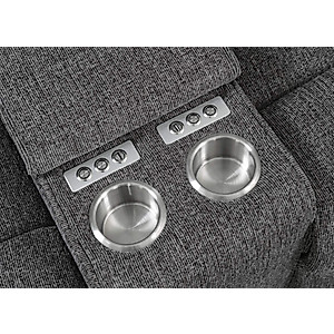 Madrona Burke Lucas Lunar Gray Full Sleeper Sectional Recliner Loveseat with Power Controls and Dual USB Ports