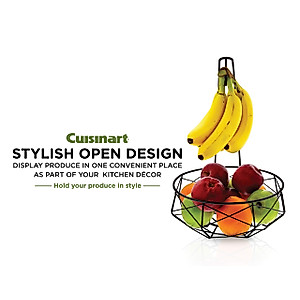 Cuisinart Stainless Steel Fruit Basket with Banana Hanger, Matte Black - Perfect Fruit Basket for Kitchen & Dining Tables to Showcase & Organize Fresh Produce - Sturdy Banana Holder with Fruit Storage