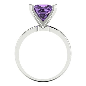 Clara Pucci 3.0 ct Princess Cut Solitaire Simulated Alexandrite Engagement Wedding Bridal Wedding Anniversary Ring 14k White Gold 6.5