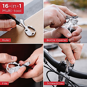 KeySmart Keychain Multitool - Bottle Opener Keychain TSA Approved, 16-in-1 Multifunction Key Shaped Pocket Multi-Tool, Keychain for Men Gift - AllTul Ghost