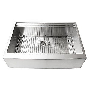 KABCO 33 Inch Big Single Bowl Apron Front Farmhouse Kitchen Sink with Sink Strainer and Sink Grid, Laser Cut Rust Resistant Sound and Heatproof Stainless Steel 16 Gauge Undermount Farmhouse Sink