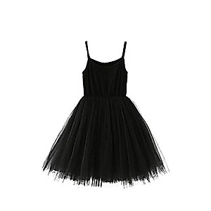 SOBOWO Toddler Black Dress Baby Girls Tulle Sleeveless Infant Tutu Princess Party Photoshoot Dresses 12M-5T (4-5T, Black)