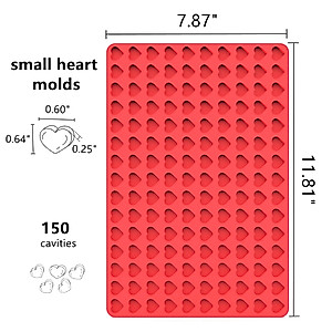 sofliym Mini Heart Silicone Molds for Chocolate, Hard Candy, Cream Cheese Mint Molds with Scraper (small heart)