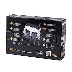 Bostitch Office EZ Squeeze Heavy Duty 3 Hole Punch, 40-Sheet Capacity, Use Less Force, Perfect for Home Office School Supplies, Sleek Design, Silver