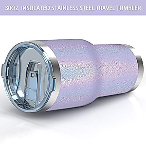 Aikico 30oz Stainless Steel Tumbler, Vacuum Insulated Coffee Tumblers Cups, Durable Wall Travel Mug Tumbler with Lid and Straws, for Ice and Hot Drink, Rainbow Lavender Purple, 1pc