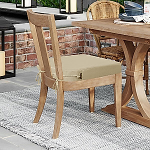 idee-home Outdoor Chair Cushions Set of 4, Thick 19" x 19" x 3" Patio Chair Cushions for Outdoor Furniture Waterproof with Ties, Outdoor Seat Cushion, Chair Pads Dining Chair Beige