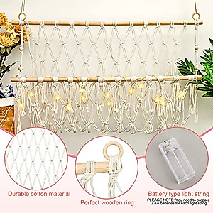 Stuffed Animal Storage Stuffed Animal Hammock Macrame Toy Hammock with LED Light for Neatly Store Animals and Plush Toys in Room for Hanging Stuff Animals for Nursery Play Room Bedroom (White)