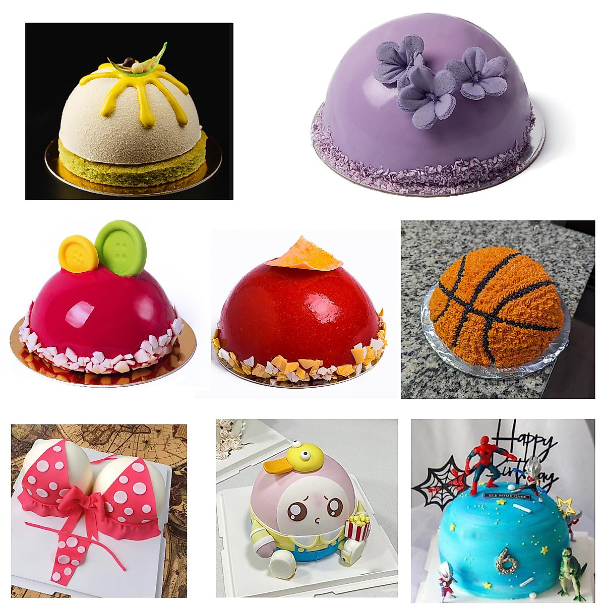 6 Inch Dome Cake Pan, Football Cake Pan, Hemisphere Cake Mold, DIY 3D Soccer Cake Pan, Aluminum Alloy Cake Molds Nonstick Baking Tools