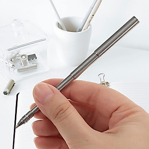 Metal Pen Pen Stainless Steel Retractable Pen Keychain: Mini Ballpoint Pen on Keychain Tiny Metal Pocket Pen with Key Ring for Carpenters Nurses Waitresses Metal Pen Pen Keychain