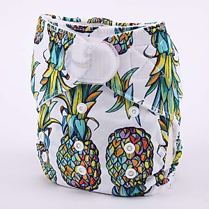 Baby Pocket Cloth Diaper Nappy Hook and Loop (Pineapples)