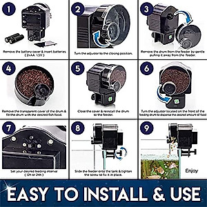 Lianyao Auto Fish Food Dispenser, Adjustable Aquatic Pet Supplies Automatic Fish Feeder, Fish Food Dispenser Aquarium Timer Fish Feeder