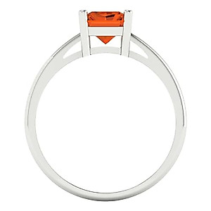 Clara Pucci 2.0 ct Emerald Cut Solitaire Simulated Ruby Engagement Wedding Bridal Promise Anniversary Ring 18K White Gold Size 7.75