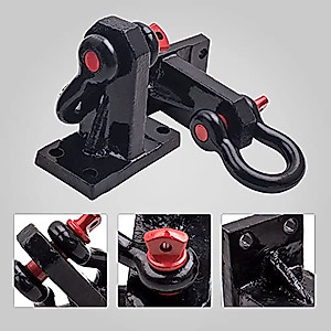 Front Tow Hooks Heavy Duty for Dodge Ram 2500/3500 2010-2017 D Ring Shackles Black 2Pcs