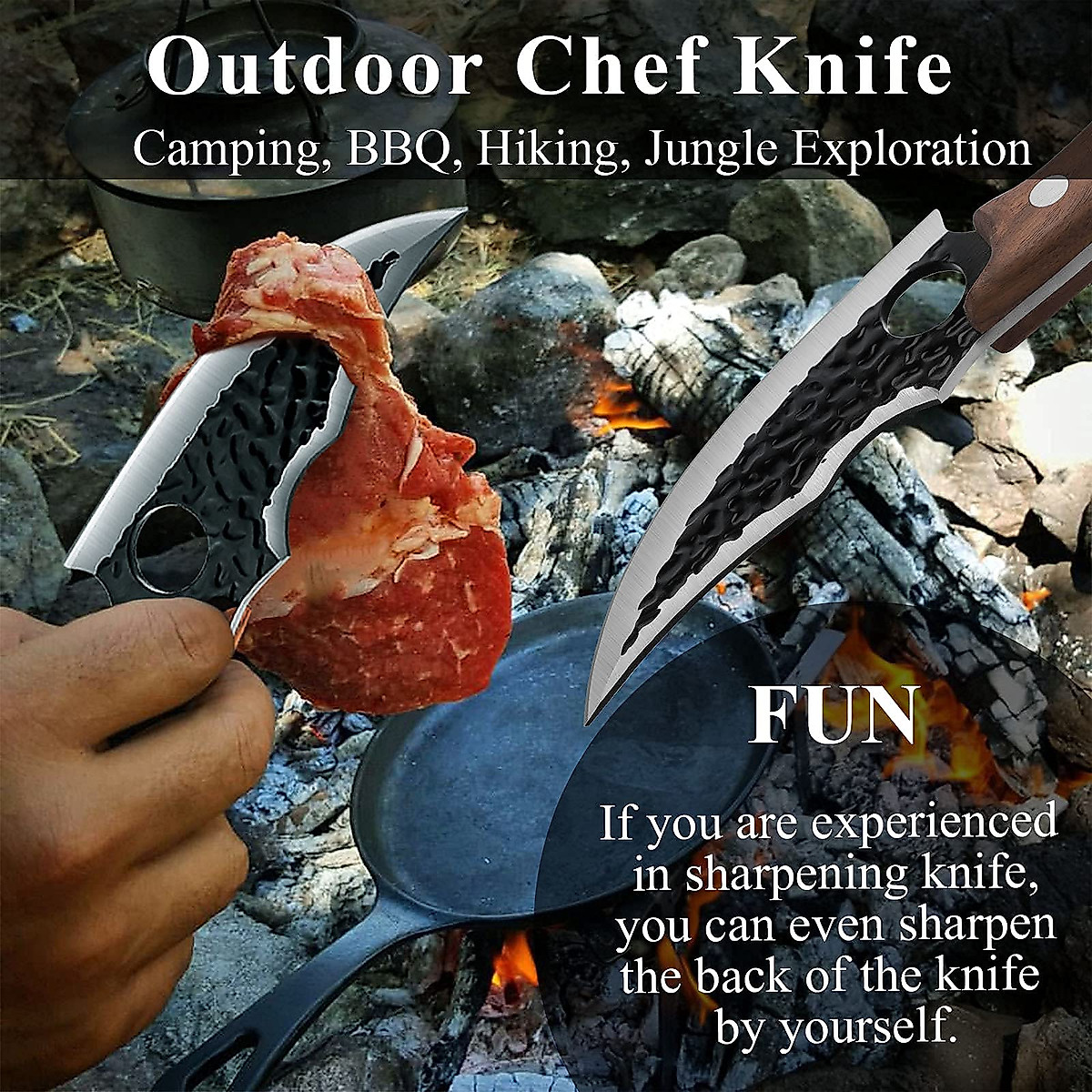 DRAGON RIOT Viking Knife Butcher Knife Meat Knife Outdoor BBQ Camping Knife