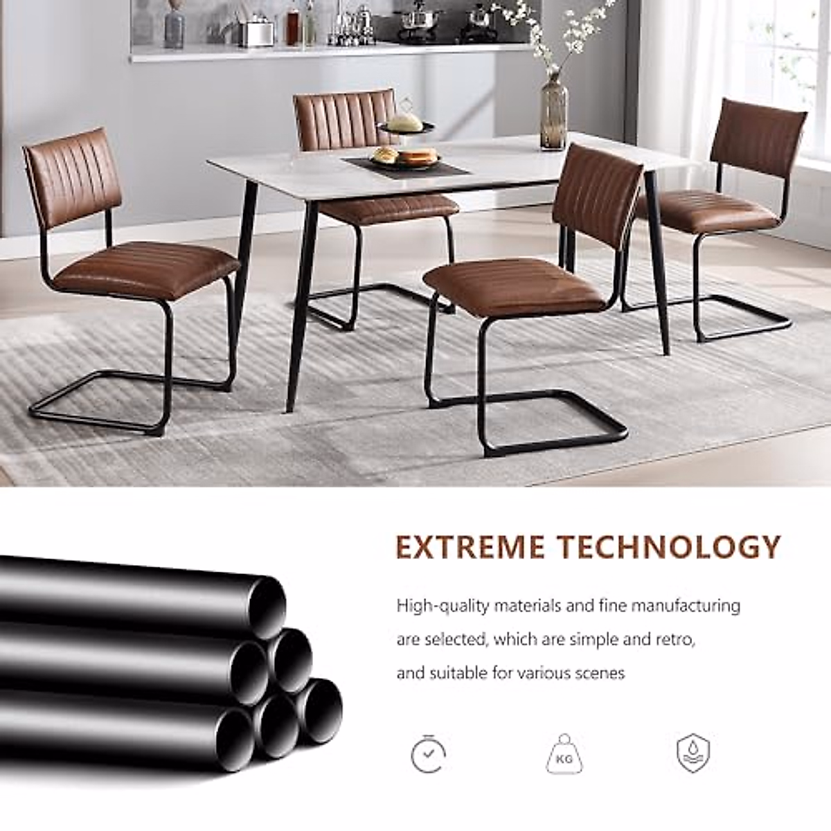 BV Vintage Suede Mid Century Dining Chairs Set of 4 - Elegant and Comfortable