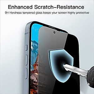JETech Privacy Full Coverage Screen Protector for iPhone 14 6.1-Inch (NOT FOR iPhone 14 Plus 6.7-Inch), Anti-Spy Tempered Glass Film, Edge to Edge Protection Case-Friendly, 2-Pack