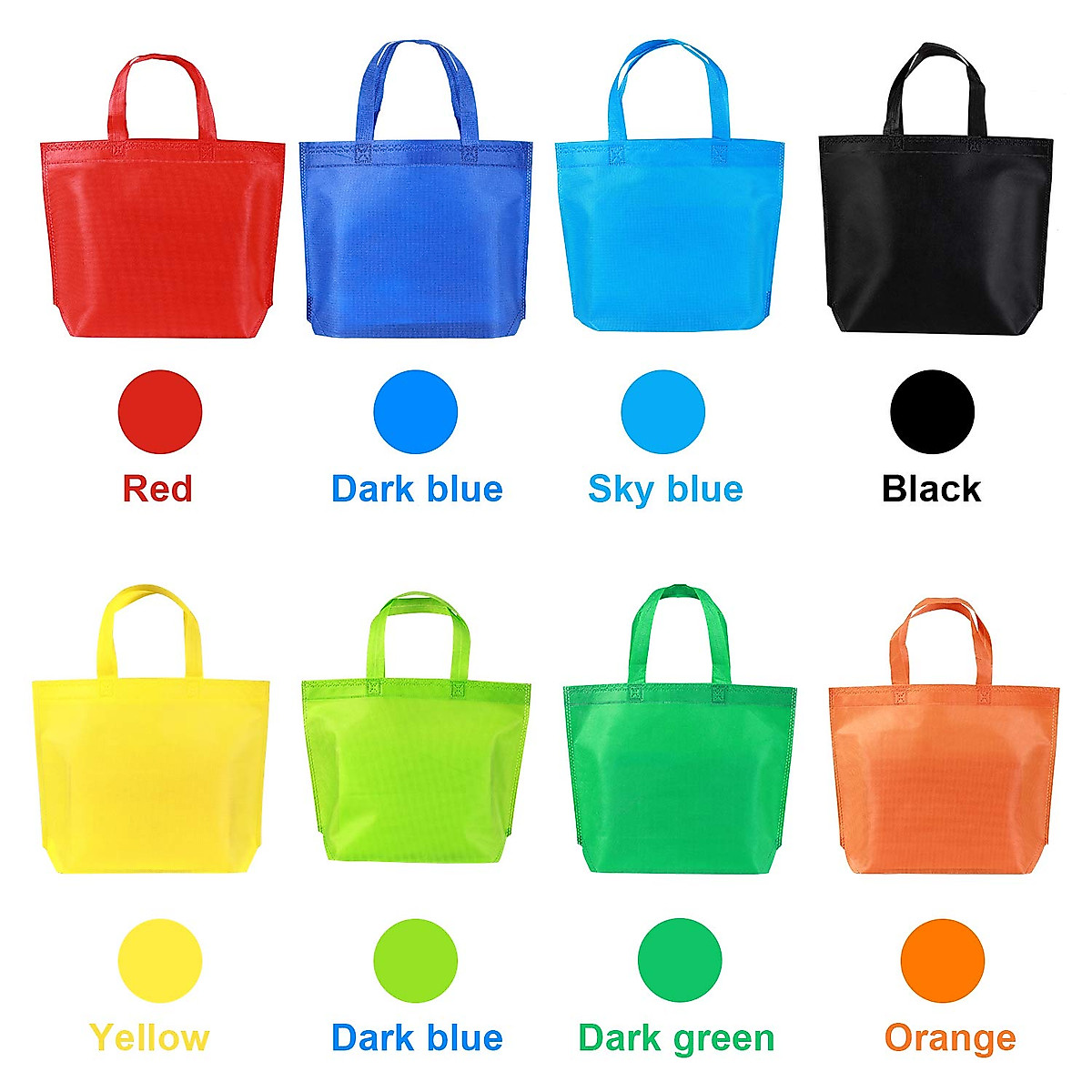 Xiran Reusable Party Tote Bags,Non-Woven Rainbow Bags,For Birthday Favors, Snacks,Toys,16 Piece 13" 8 Colors