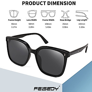 FEISEDY Women Oversized Vintage Polarized Sunglasses Square Cute Trendy Classic Simple Men B2758