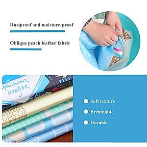 ZZBIQS Extra Large Clothes Wardrobe Storage Closet, Portable Garment Organizer Shelves Rack, Flannel Fabric Cover Standing Closet with Hang Rod and 2 Side Pockets(Blue)