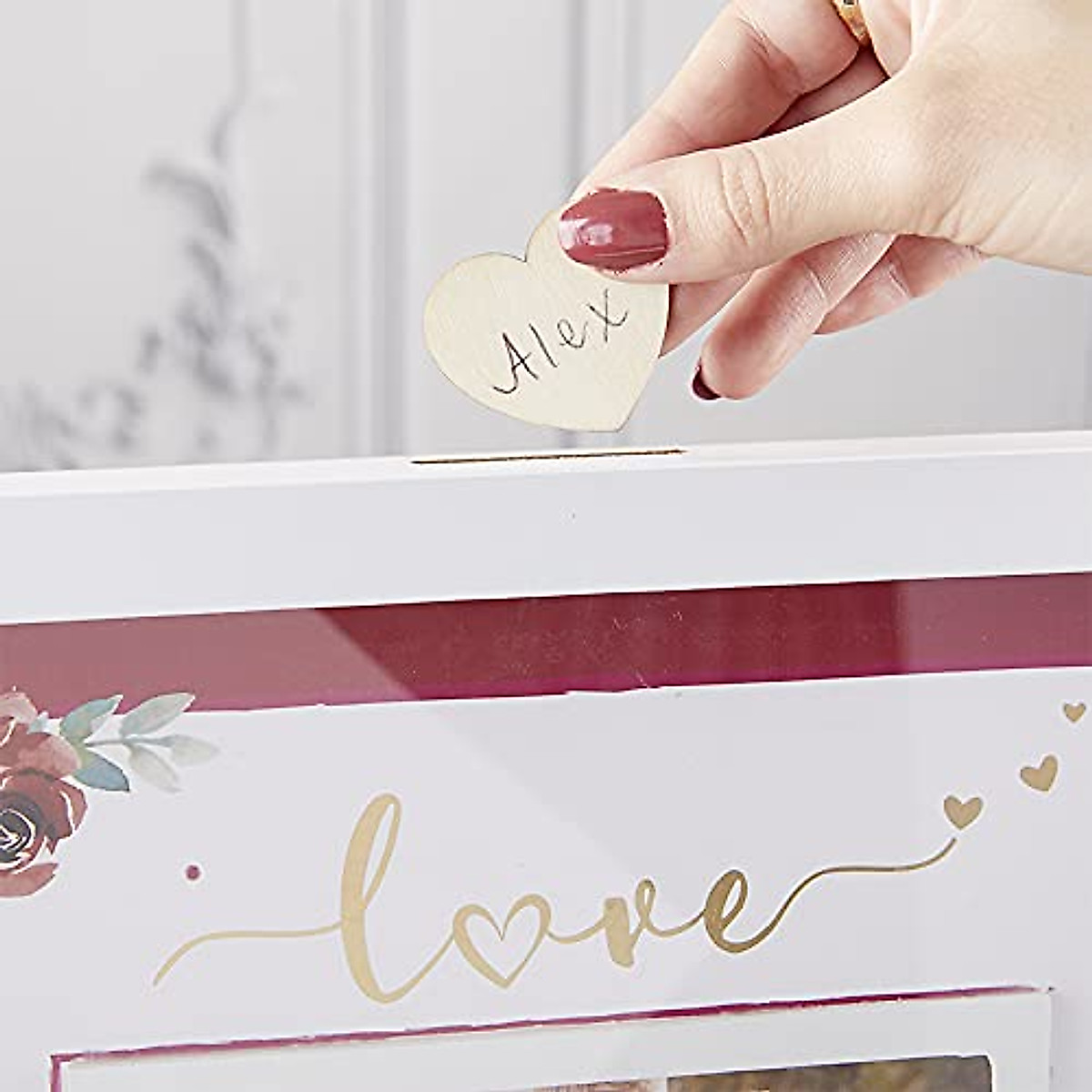 Kate Aspen Wedding Guest Book Alternative, Bridal Shower Guestbook Burgundy Blush Floral, One Size, Red