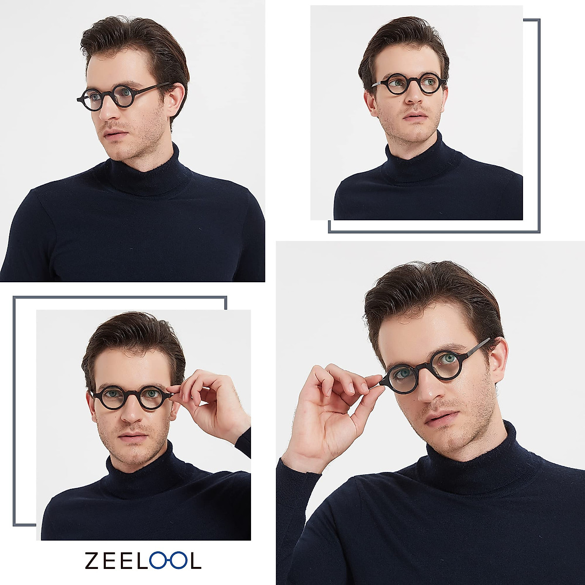 Zeelool Vintage Small Round Glasses Frame for Men Women, Wood Grain Acetate Eyewear Frame with Clear Lens Arale FA0176-02 Tortoise