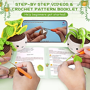 Crochetta Crochet Kit for Beginners, Crochet Starter Kits for Adults with Step-by-Step Video Tutorials, Learn to Crochet Kit Kids, Knitting Craft Supplies, Crochet Plants Indoor Home Decor(40%+ Yarn)