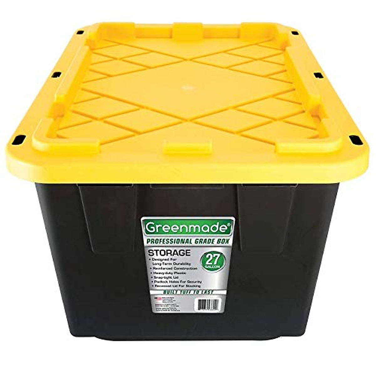 Durabilt by Homz - 27 Gallon Tough Tote, Black and Yellow, Set of 4