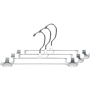 White Plastic Bottoms Hanger with Secure Grip Locks, (Box of 100) Strong Pants Hangers Great for Shorts or Swimsuit by The Great American Hanger Company