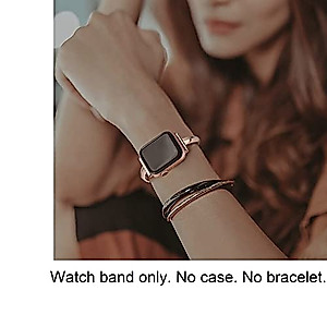 PlusRoc Stainless Steel Band Compatible with Apple Watch Band 38mm 40mm 41mm iWatch SE Series 8 7 6 5 4 3 2 1, Slim Versatile Bangle Bracelet for Women, Copper