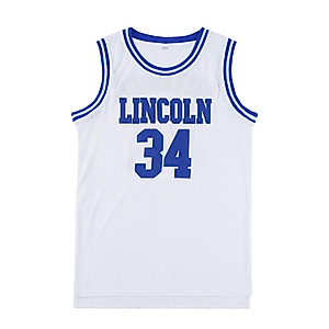 COMTOP Mens Lincoln #34 Jesus Shuttlesworth High School Movie Basketball Jersey for Adult White L