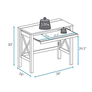 Casual Home Montego Folding Desk with Pull-Out Tray-Warm Brown