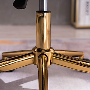 Modern Office Chair Velvet Material Yellow Dressing Chair Adjustable Height Living Room Swivel Chair 360° Medieval Table Chair with Wheels W521 24.8Dx22.8Wx33.9H''