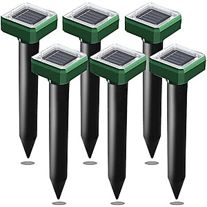 Solar Mole Repellent, Waterproof Ultrasonic Mole Repellent Chipmunk Repellent Outdoor, Gopher Sonic Repellent for Rodent Groundhog Chipmunk Gopher Repeller, Burrowing Gopher Control