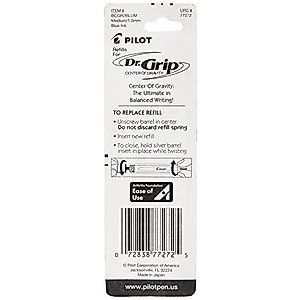 PILOT Dr. Grip Center of Gravity Ballpoint Ink Refill, Medium Point, Blue Ink, 2-Pack (77272)