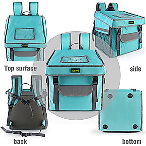 iceMi Insulated Food Delivery Bag,Food Delivery Backpack,Catering Bag,Hot and Cold Thermal Food Bag for FoodDelivery,Picnic,BBQs,Parties,Shopping,Holiday(Dark Green)