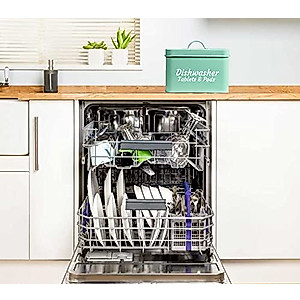 Webake Dishwasher Pod Container Tablet Holder, Farmhouse Metal Dishwasher Pods Storage Container with Lid for Kitchen Organization and Storage