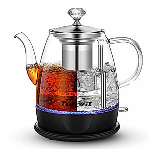 Topwit Electric Kettle Glass, Electric Tea Kettle Dual Purpose Design, BPA-Free Coffee Kettle, 1L Pour Over Hot Water Kettle with Removable Stainless Steel Infuser, Auto-shut Off & Boil-dry Protect