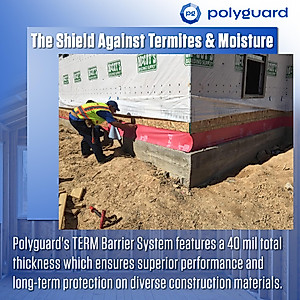 POLYGUARD Term Flashing Termite Barrier 4" x75' Roll. Non Chemical, Non Structural Insect and Moisture Barrier. Self Adhesive Sheet, Low Temperature Application Down to 30°F
