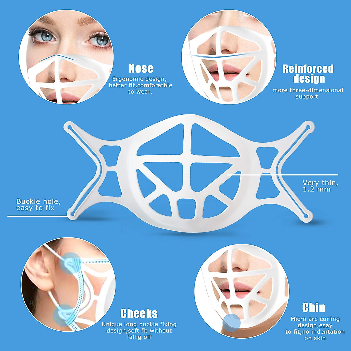 3D Face Mask Bracket 10PCS 3D Silicone Mask Bracket Mask Braces to Make Masks Fit Breathe Cup for Mask Inserts Plastic Mask insert Turtle Mask Holder (Black) Mask Rope is Fixed to Prevent Falling off