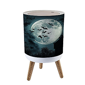 LGCZNWDFHTZ Small Trash Can with Lid Bats Garbage Bin Pet Proof Waste Basket for Kitchen Bathroom Office Bedroom Decorative 1.8 Gallon