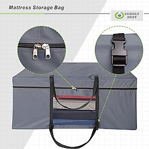 Cuddly Nest Folding Mattress Storage Bag - Heavy Duty Carry Case for Tri-Fold Guest Bed Mattress (Fits 6" Queen Mattress)