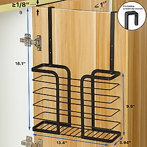 KEGII Cabient Door Organizer, Kitchen Cabinet Organizer, Cutting Board Holder Rack, Over The Cabinet Door Storage for Cutting Boards, Baking Sheets, Aluminum Foil, Cleaning Supplies, Black
