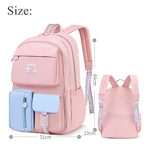 Kawaii Colorful Casual Girls Backpack Elementary Schoolbag Sweet and Cute Children's Backpack with Charm