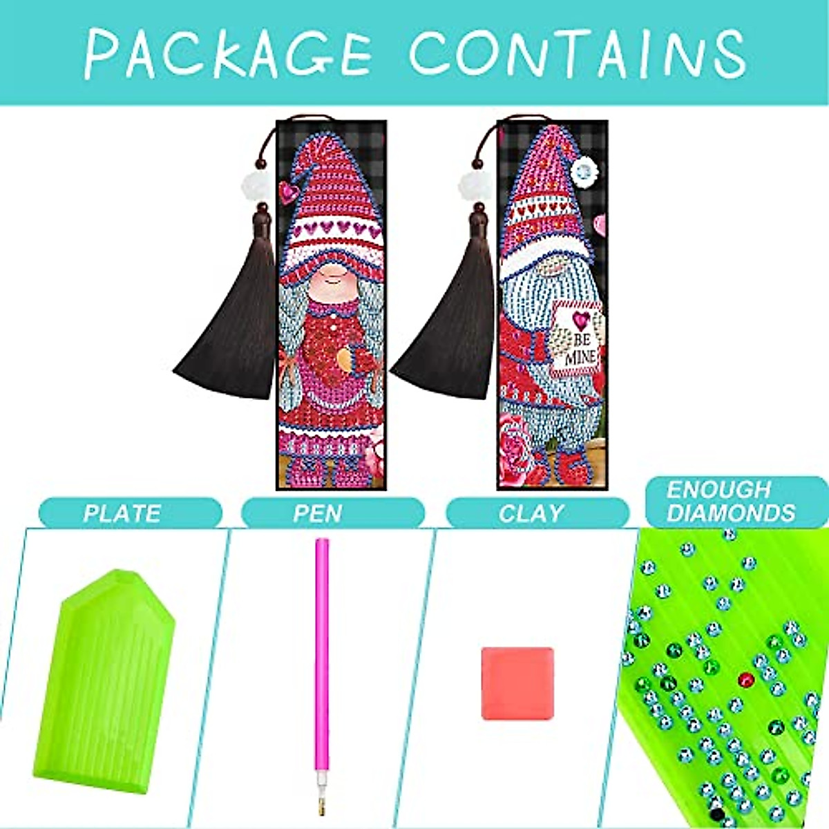 sikiwind Diamond Painting Bookmark, 5D DIY Tassel Bookmark Mosaic Embroidery Craft Bookmark Special Shaped Diamond Painting Creative Leather Bookmarks with Tassel