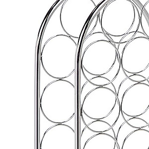 Amazon Basics Curved Metal 14-Bottle Standing Wine Holder Rack, Chrome