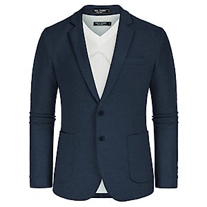 PJ PAUL JONES Blazer for Men Mens Lightweight Suit Jacket Notch Lapel Regular Fit Stretch Knit Sport Coats Navy Blue XL