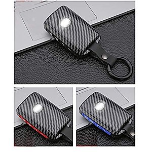 BINFHONG for Mazda Key Fob Cover Protector Shell Keyless Remote Control Smart Key Holder with Keychain Fit for Fit for Mazda 3 Mazda 3 Hatchback CX-5 CX-30 CX-9 (Carbon Black with red)