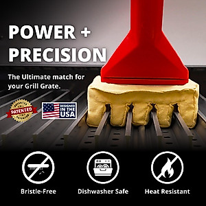 Grill Rescue BBQ Replaceable Scraper Cleaning Head, Bristle Free - Durable and Unique Scraper Tools for Cast Iron or Stainless-Steel Grates, Barbecue Cleaner (Grill Grate Brush with Scraper)