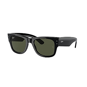 Ray-Ban RB0840S Mega Wayfarer Square Sunglasses, Black/Green, 51 mm